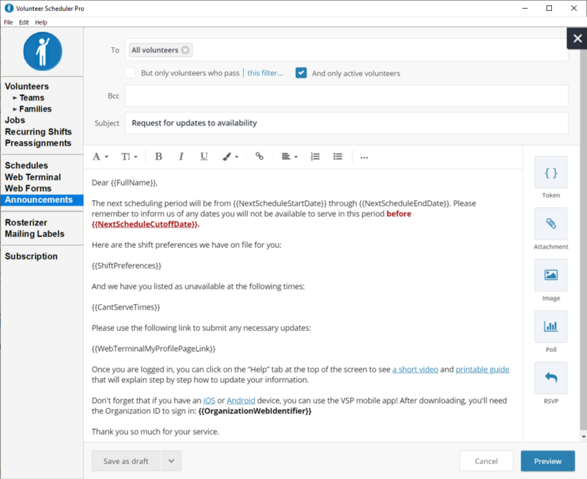 Use VSP's preconfigured email template to easily request updates to ...
